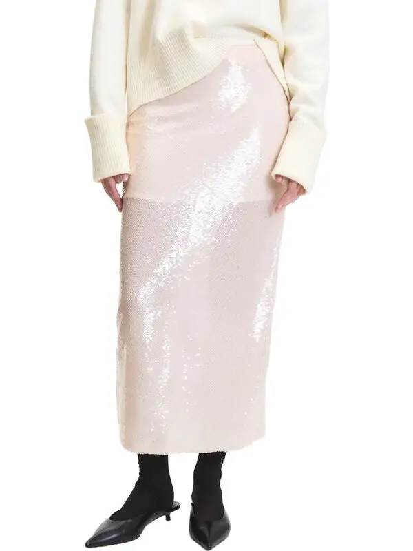 Deluc Logan Sequin Maxi Skirt - Off White