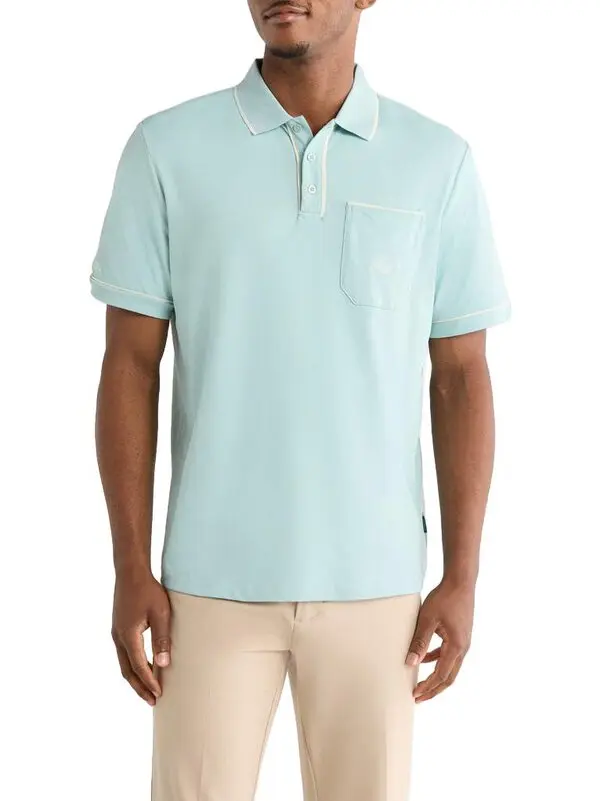 MALBON Dove Piqué Performance Golf Polo - Light Blue