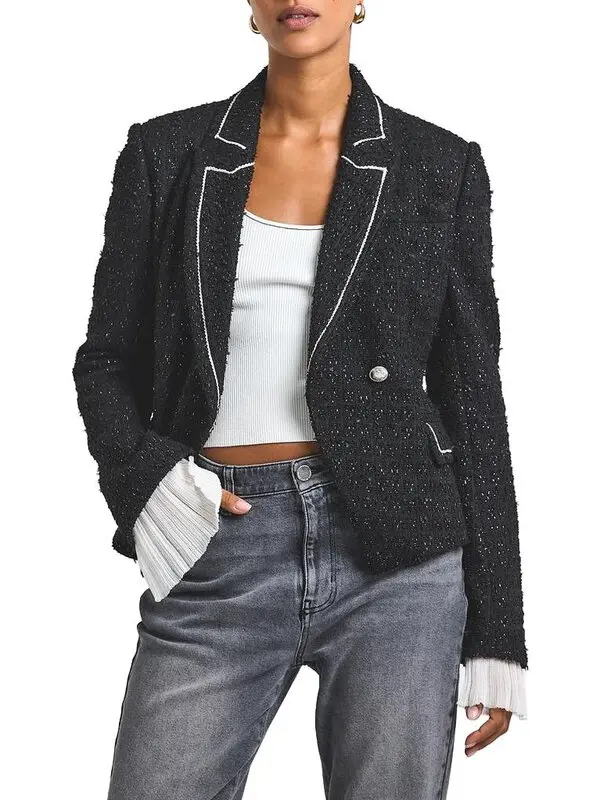 Derek Lam 10 Crosby Estelise Galaxy Tweed Jacket - Black/silver
