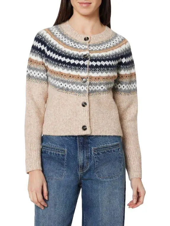 Habitual Fair Isle Knit Cardigan - Brown