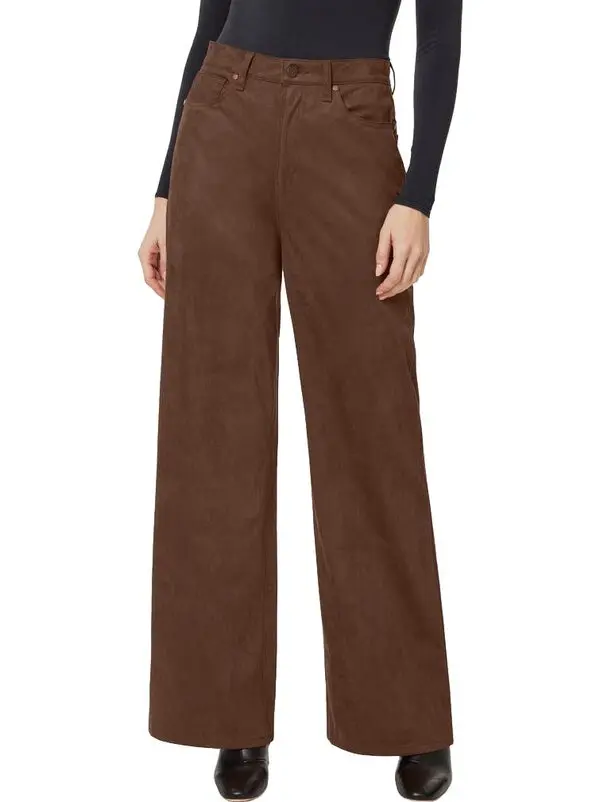 Habitual Wide Leg Suede Pants - Downtown Brown