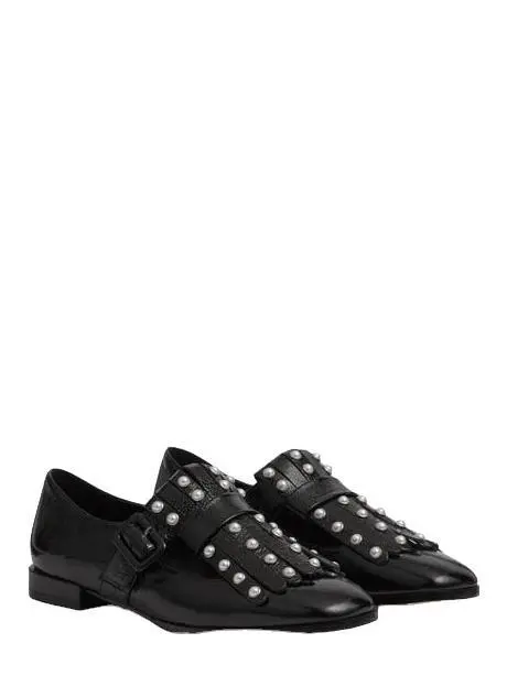 LK BENNETT Studded Fringe Loafer - Black