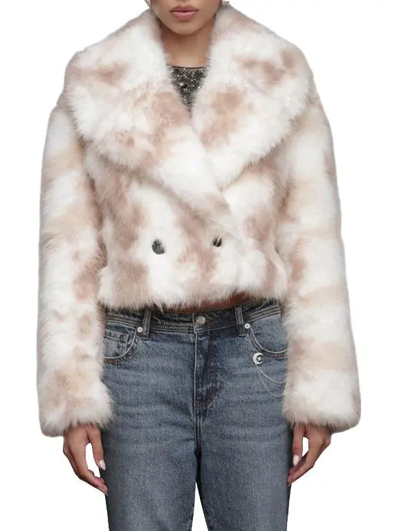 Avec Les Filles Faux Fur Cropped Jacket - Cream-tan