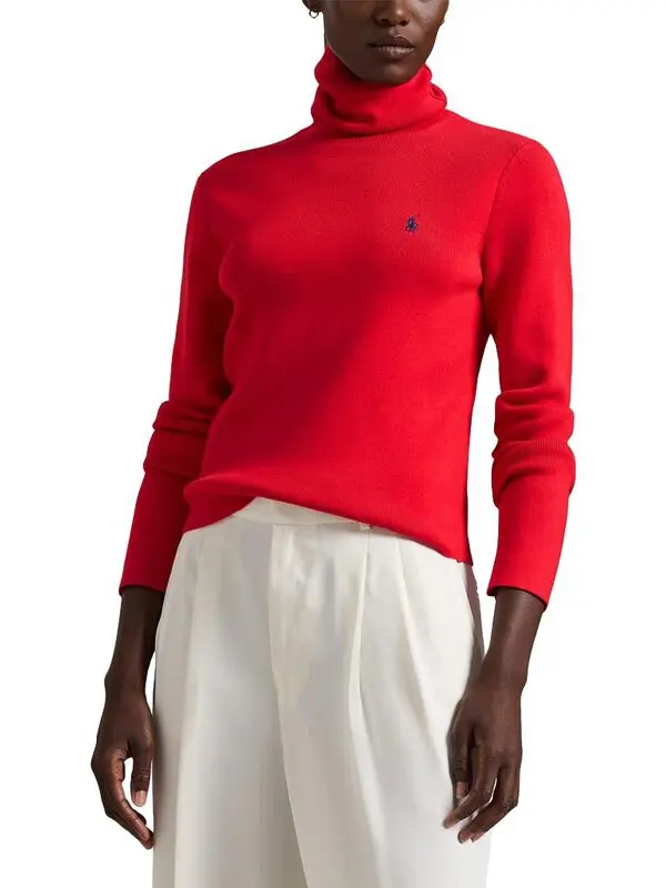Polo Ralph Lauren Pima Cotton Blend Turtleneck Sweater - Pandora Red