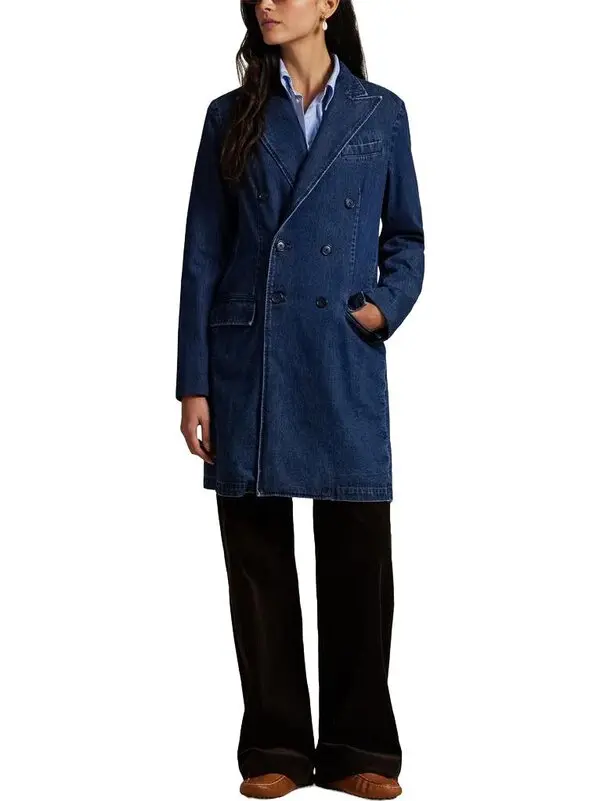 Polo Ralph Lauren Rigid Denim Double-breasted Coat - Anisea Wash