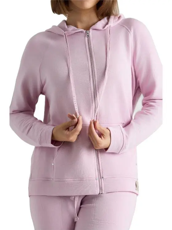 LE FAFO Evelyn Zip-up Fleece Hoodie - Petal Pink