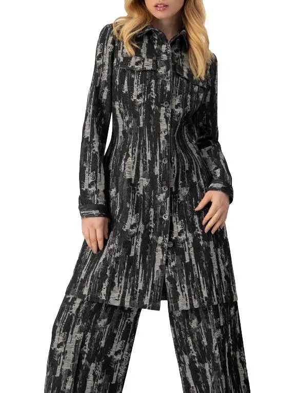 IVONNE Abstract Denim Long Jacket - Black