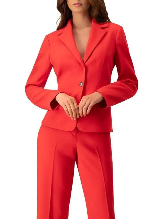 IVONNE Single-button Fitted Blazer - Red