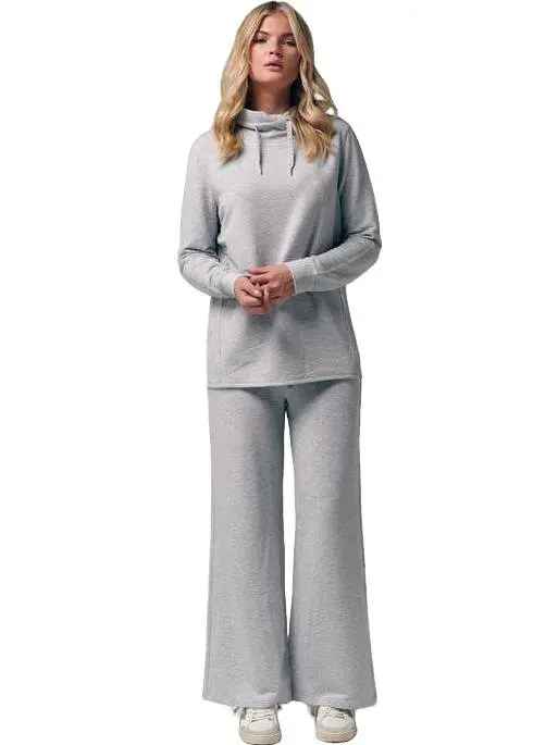 LE FAFO Wide Leg Fleece Pants - Heather Gray
