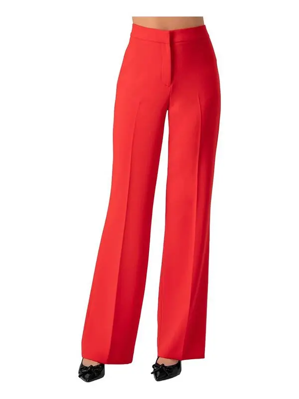 IVONNE Tailored Wide-leg Trousers - Red