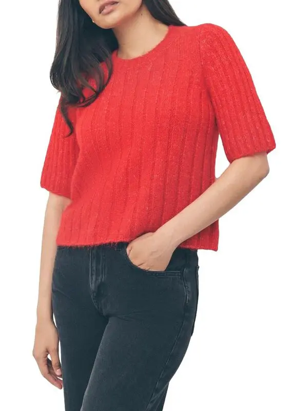 NEXT Short Sleeve Ribbed Sweater - Red