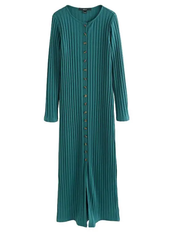 NEXT Long Sleeve Rib Knit Dress - Blue