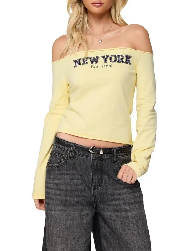 EDIKTED Off-the-shoulder Top - Yellow