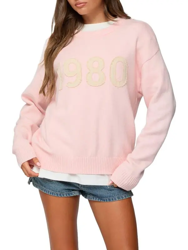 EDIKTED 1980 Crewneck Sweater - Light-pink