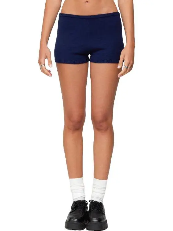 EDIKTED Arianna Knit Shorts - Navy