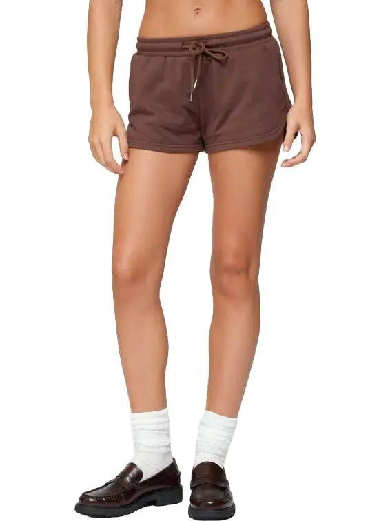 EDIKTED Drawstring Sweat Shorts - Brown