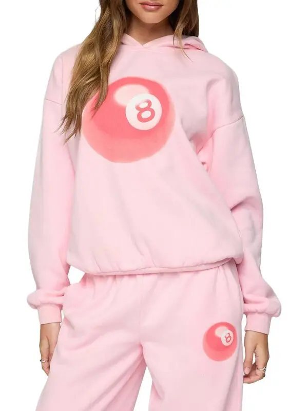 EDIKTED Lucky 8 Oversized Hoodie - Light-pink