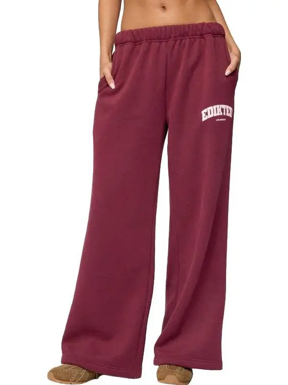 EDIKTED Relaxed Fit Sweatpants - Burgundy