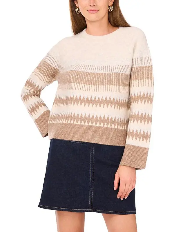 Vince Camuto Fair Isle Crewneck Sweater - Birch