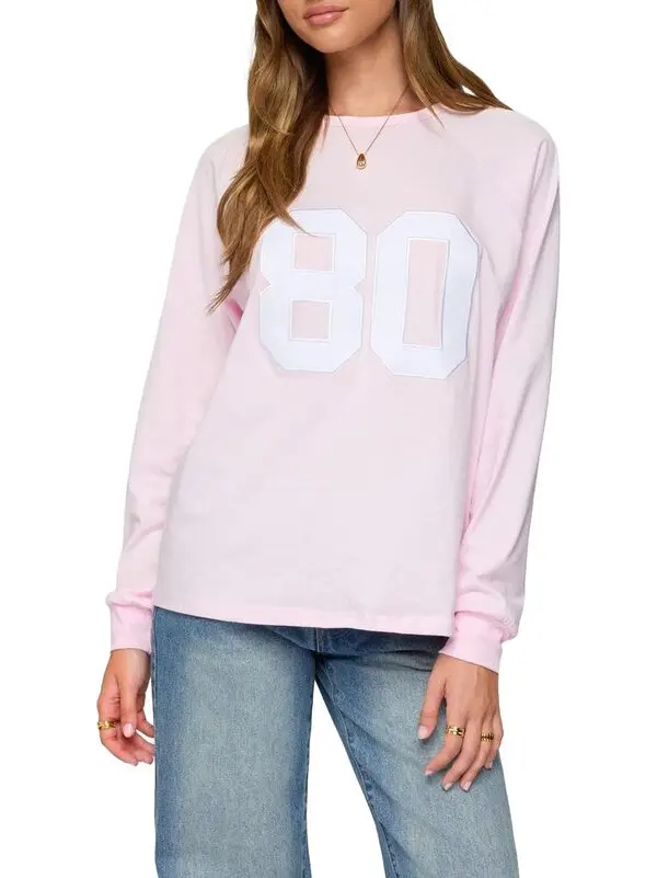 EDIKTED 80s Appliqué Oversized Cotton T-shirt - Light-pink
