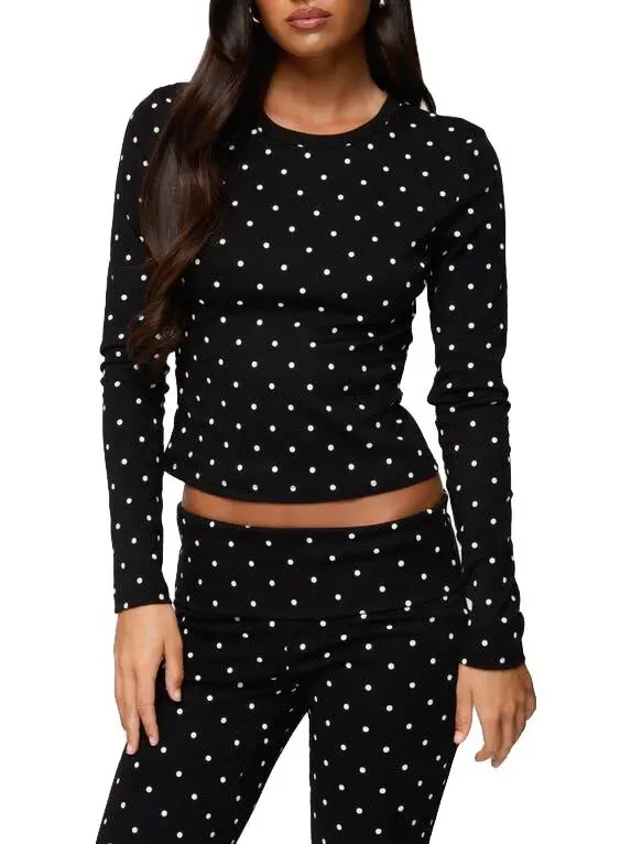 EDIKTED Polka Dot Crop T-shirt - Black