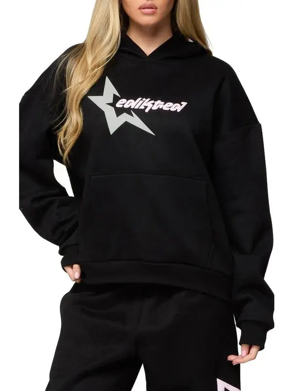 EDIKTED Star Logo Hoodie - Black