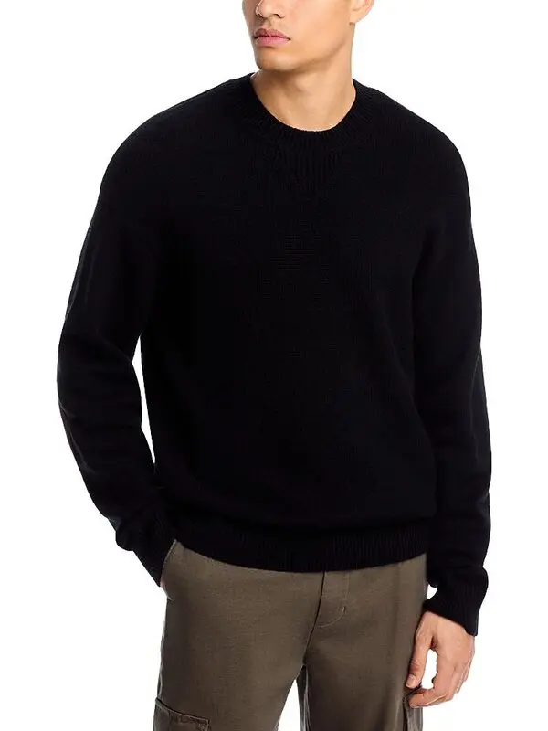 FRAME Crewneck Sweater With Suede Patches - Black