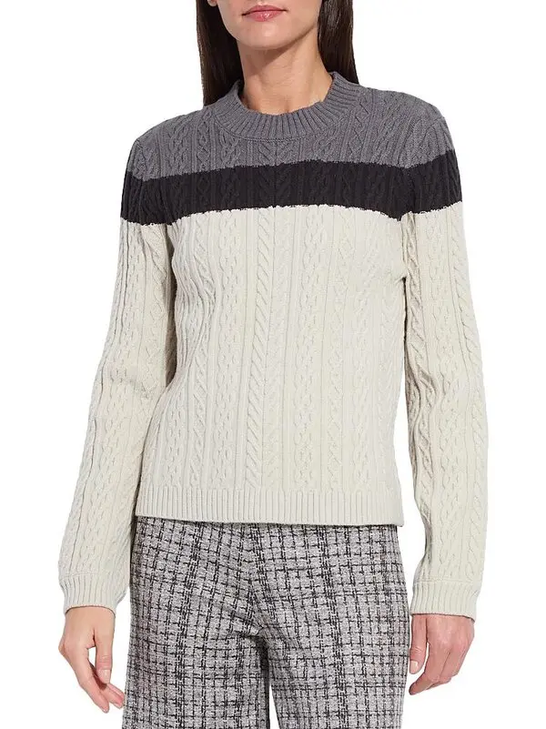 Lyssé Gabriel Crewneck Cable Knit Sweater - Apres Ski Texture