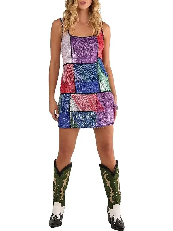 Nasty Gal Sequin Mini Dress With Tassels - Multi