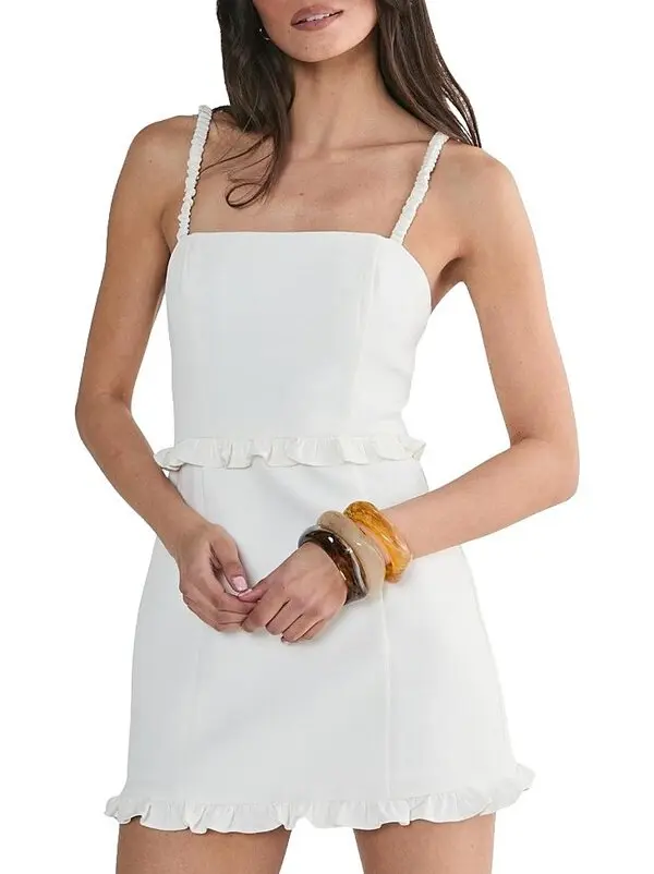 Nasty Gal Ruched Strap Ruffle Tailored Mini Dress - White