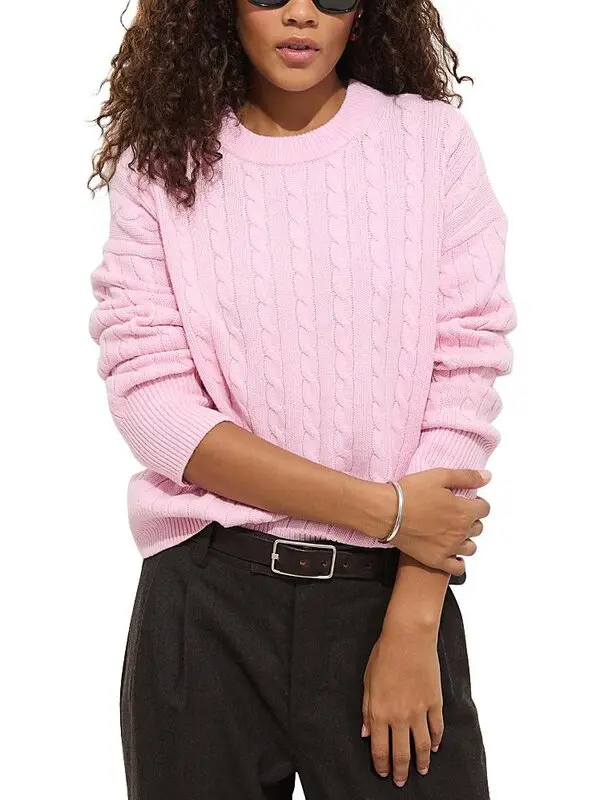 ALEX MILL Katherine Cable Knit Sweater - Sheer Pink