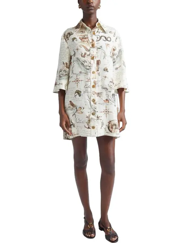 Zimmermann Treasure Print Linen Shirtdress - Treasure Island