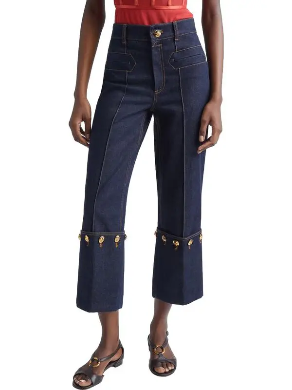 Zimmermann Rebellion Crop Straight Leg Jeans - Night Sky