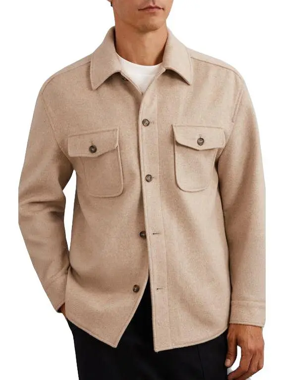 REISS Liam Brushed Button-up Shirt - Oatmeal Brown