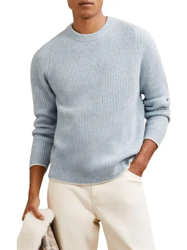 REISS Crammond Rib Sweater - Soft Blue