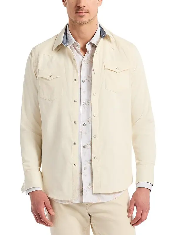 Robert Graham Wyatt Woven Snap Front Shirt - Ivory