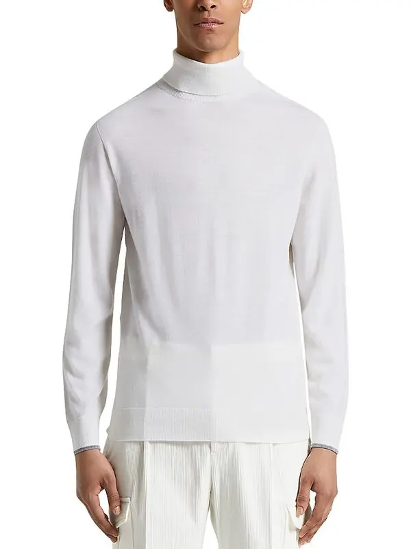 Peserico Brushed Fleece Turtleneck Sweater - Natural White