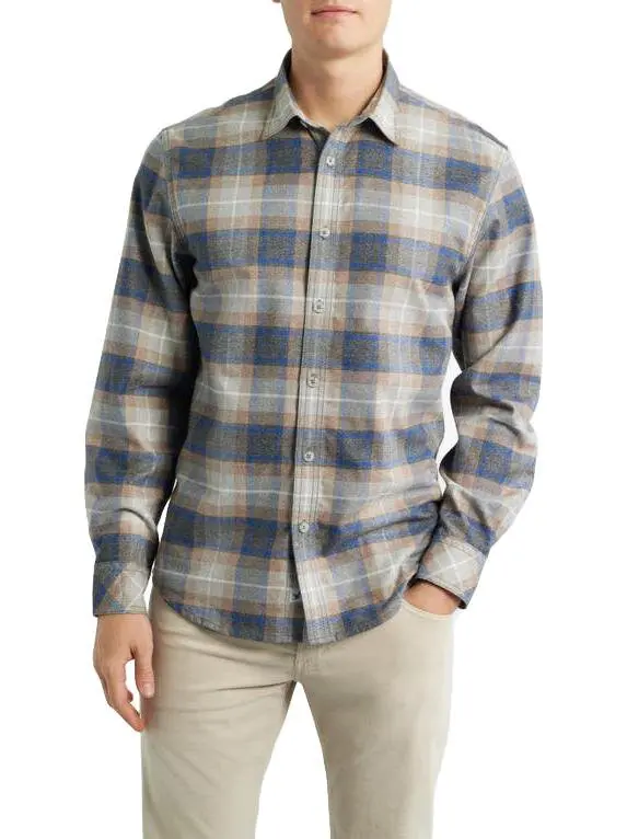 James Campbell Capella Modern Fit Plaid Cotton Button-up Shirt - Coal