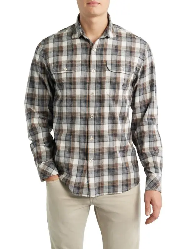 James Campbell Lenox Modern Fit Plaid Cotton Button-up Shirt - Charcoal