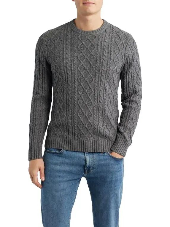 James Campbell Foyer Cable Stitch Cotton & Wool Blend Sweater - Coal