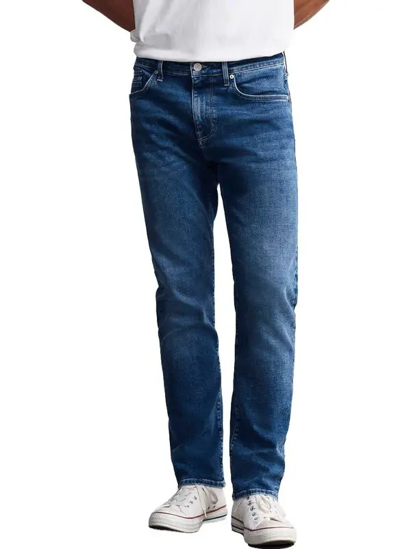 GENERAL DENIM WORKS Bridge Straight Leg Stretch Jeans - Mid Brushed Denim