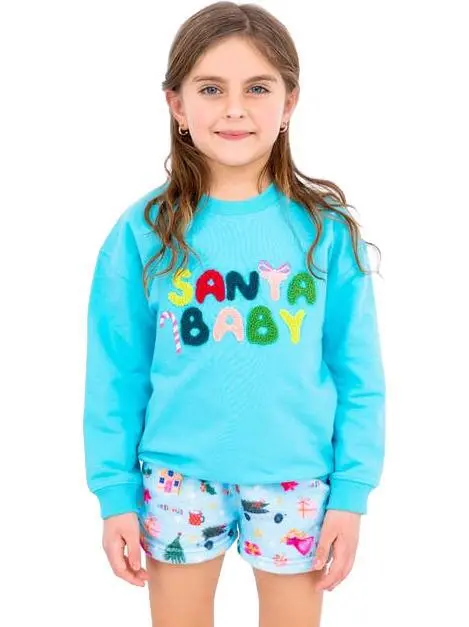 PREPPY GOOSE Appliqué Sweatshirt - Turquoise