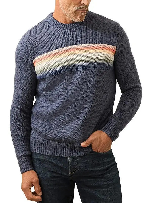 Faherty Brand Heirloom Crewneck Sweater - Navy Lake Torch Stripe