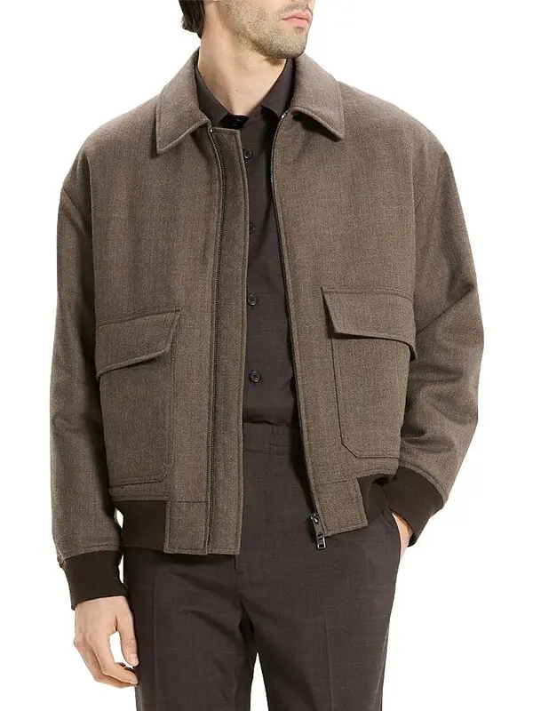 Theory Modern Aviator Jacket In Wool - Feather