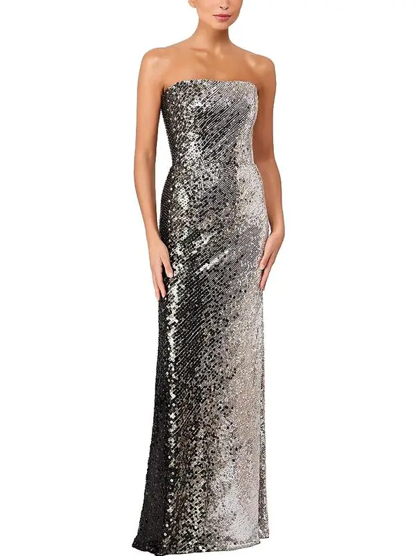 Jenny Packham Caron Sequin-embellished Strapless Maxi Dress - Liquorice