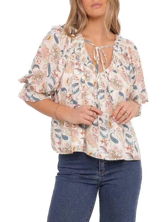 PETAL & PUP Sonia Floral Puff Sleeve Top - Paisley