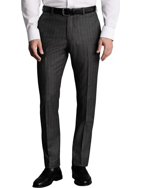 CHARLES TYRWHITT Slim Fit Italian Flannel Suit Pants - Charcoal Grey