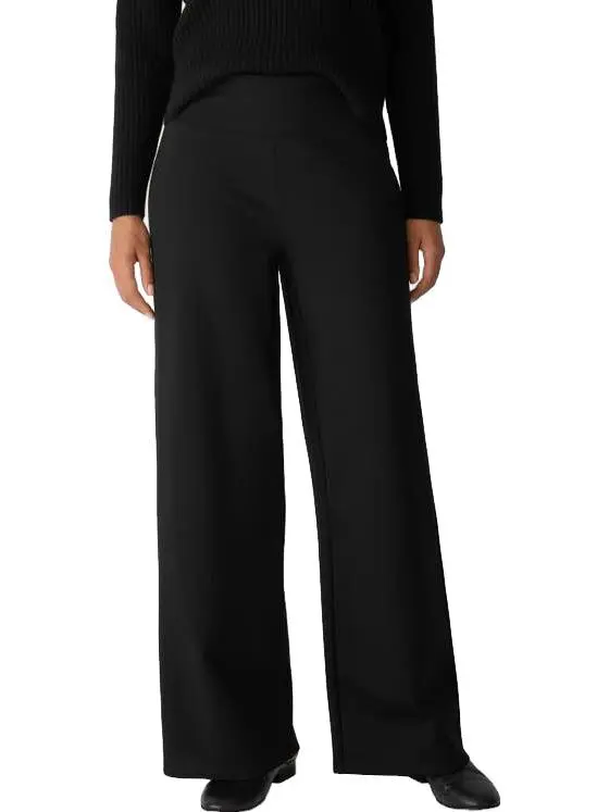 Eileen Fisher High-waisted Wide-leg Pants - Black