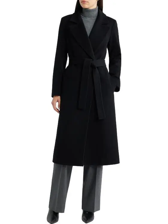 Fleurette Shane Wool Wrap Coat - Black