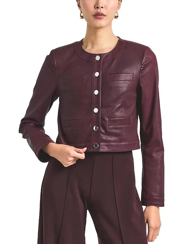Derek Lam 10 Crosby Penny Stretch Leather Jacket - Black Cherry